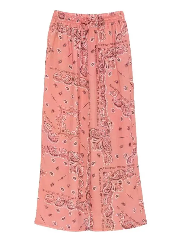VENUJA Paisley Print Wide Leg Trousers - Orange