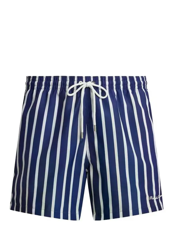 Ralph Lauren Purple Label Amalfi Striped Pattern Swim Trunks - Blue