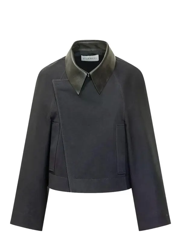 Givenchy A-line Cocoon Jacket With Leather Collar - Grey