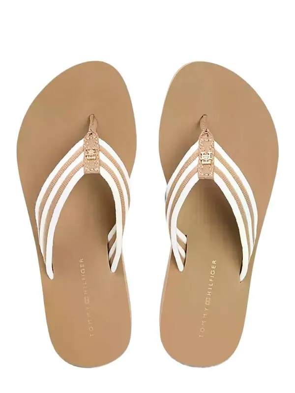 Tommy Hilfiger Striped Detail Thong Strap Flip-flops - Neutrals