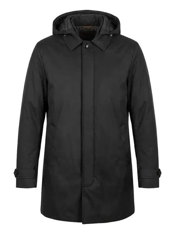 MOORER Hooded Button-up Coat - Black