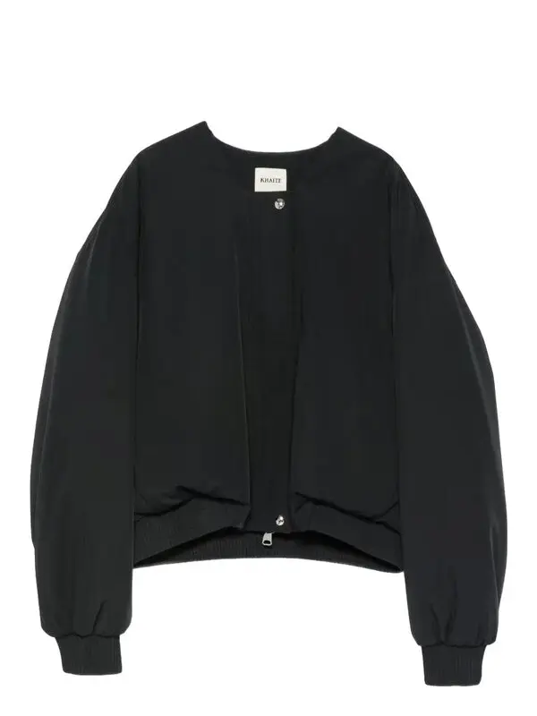 Khaite Ribbed-trim Collarless Jacket - Black