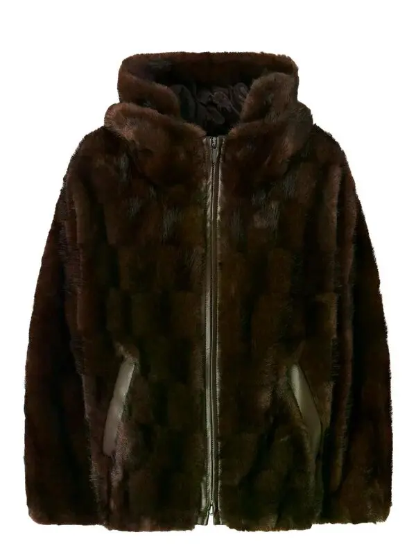 Pinko Faux-fur Hooded Coat - Brown