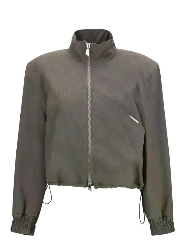 Attico High-neck Zip-up Bomber Jacket - Grey