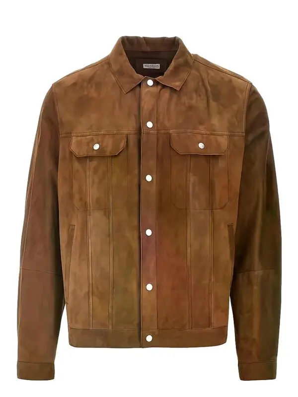 Brunello Cucinelli Suede Button-up Jacket - Brown