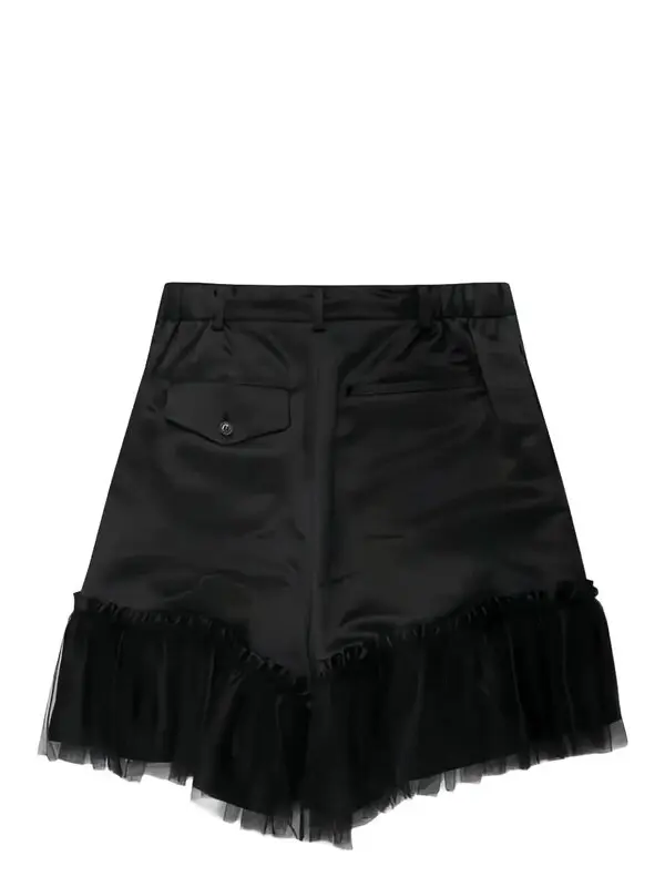Noir Kei Ninomiya Satin Shorts With Tulle Trim - Black