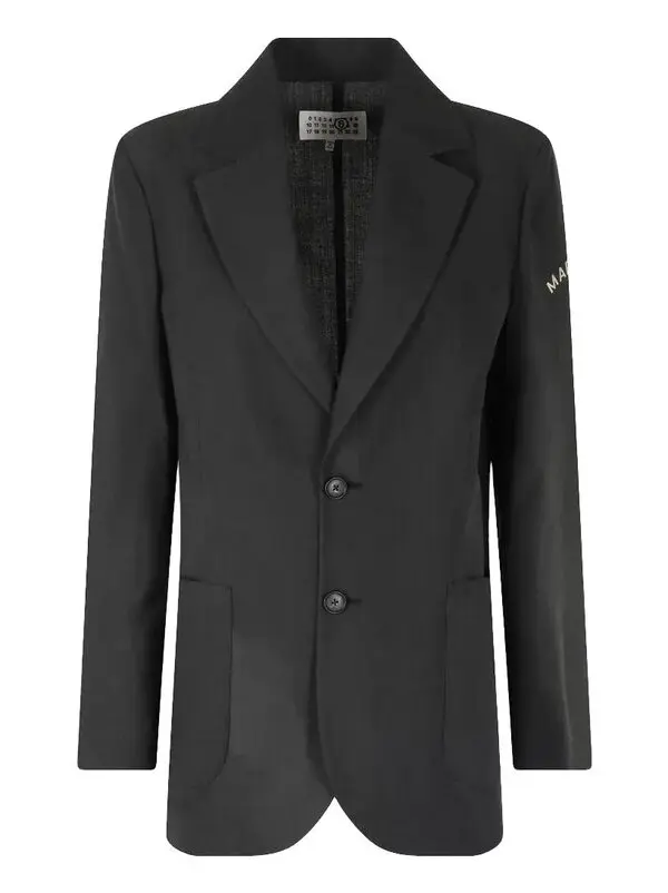 MAISON MARGIELA Single-breasted Logo Print Jacket - Black