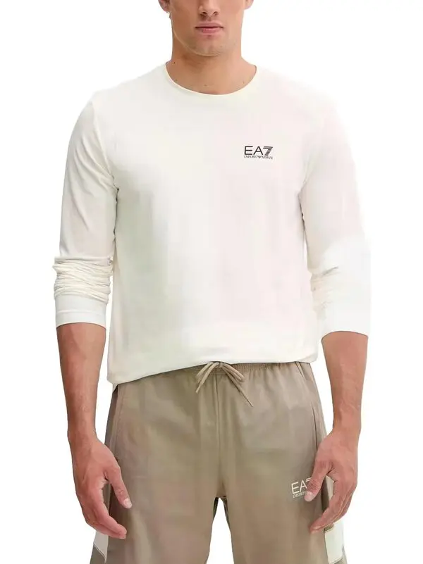 EA7 Logo-print Long-sleeve T-shirt - Neutrals