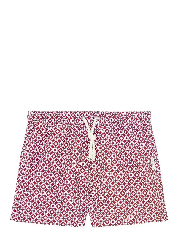 GASSA D AMANTE Taormina Geometric Print Swim Shorts - Red