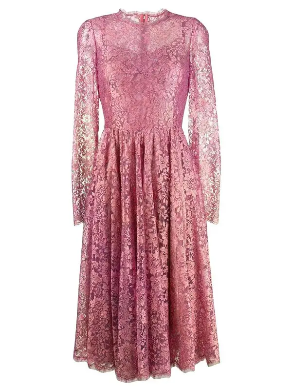 Dolce & Gabbana Floral Lace Midi Dress - Pink