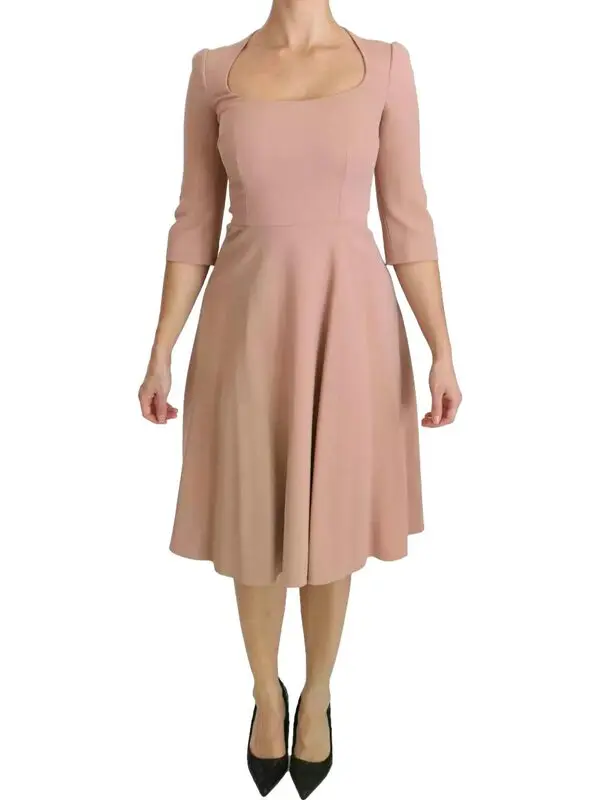 Dolce & Gabbana A-line Square Neck Midi Dress - Neutrals