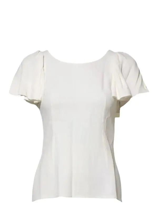 Dolce & Gabbana Flutter Sleeve Crepe Top - White