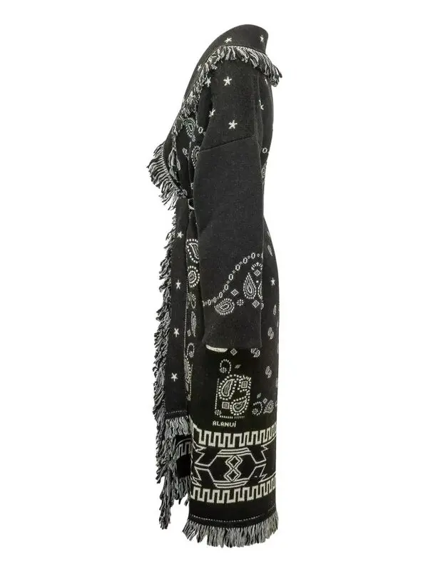 Alanui Jacquard Fringed Bandana Coat - Black