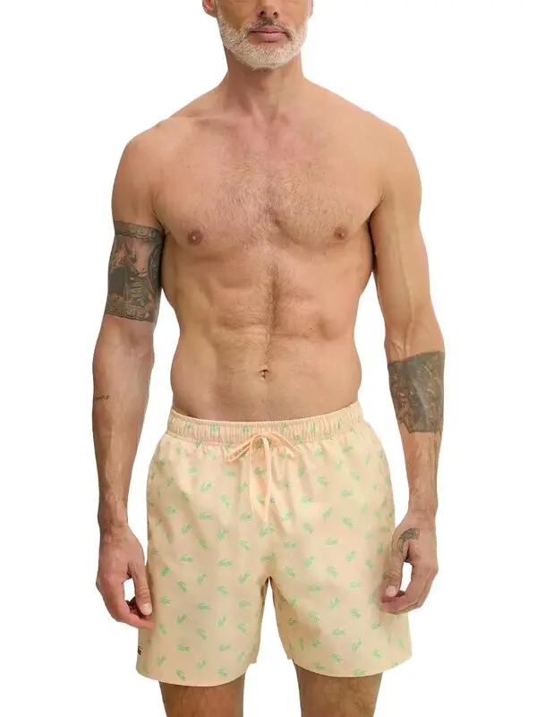 Lacoste Logo Print Swim Shorts - Pink