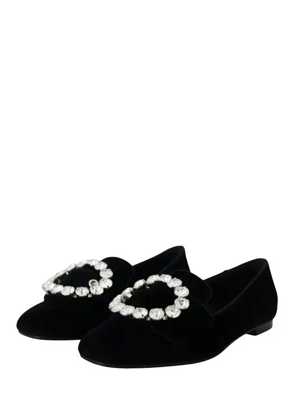 Dolce & Gabbana Embellished Velvet Loafers - Black