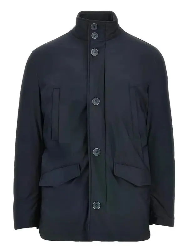 Herno Button-fastening High-neck Coat - Blue