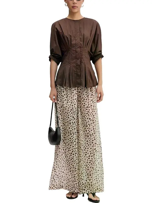 VICOLO Leopard Print Wide-leg Trousers - Neutrals