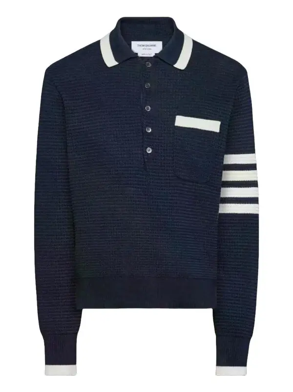Thom Browne 4-bar Textured-stitch Sweater - Blue