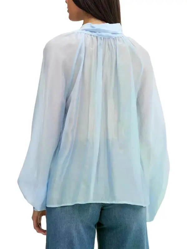 VICOLO Bow Detail Sheer Long Sleeve Blouse - Blue
