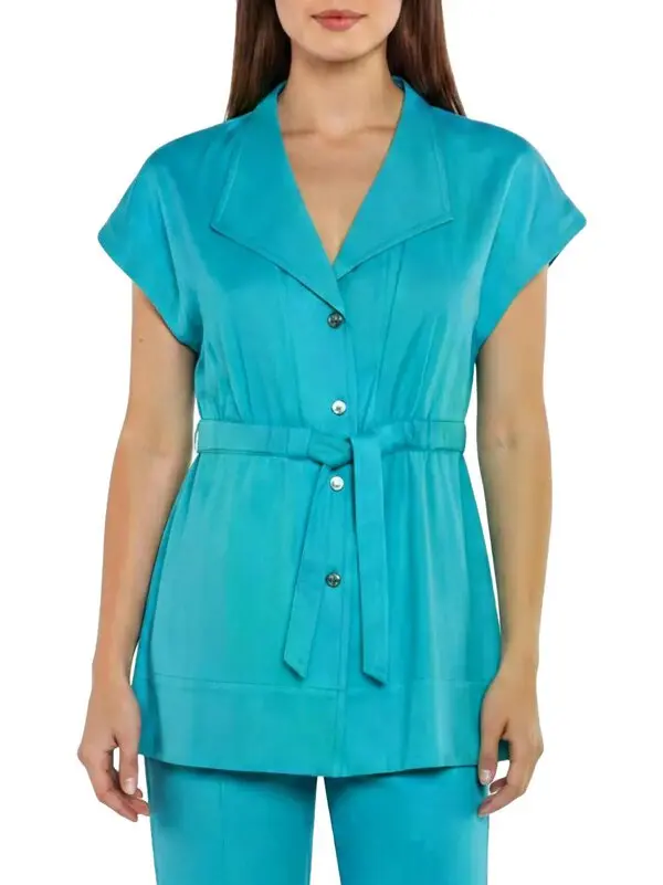 Brunello Cucinelli Belted Button-up Shirt - Blue