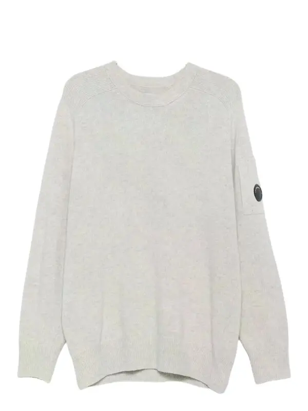 C.P. COMPANY Lens Detail Crew Neck Sweater - Neutrals