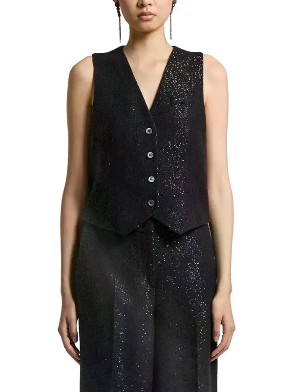 Peserico Embellished Waistcoat - Black