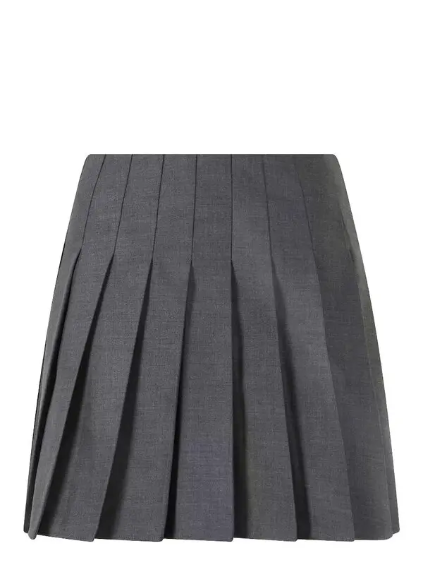 SELF-PORTRAIT Pleated Flared Skirt - Grey