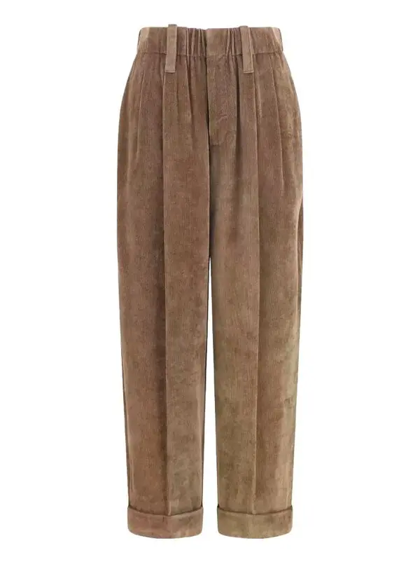 Brunello Cucinelli Pleated Corduroy Trousers - Brown