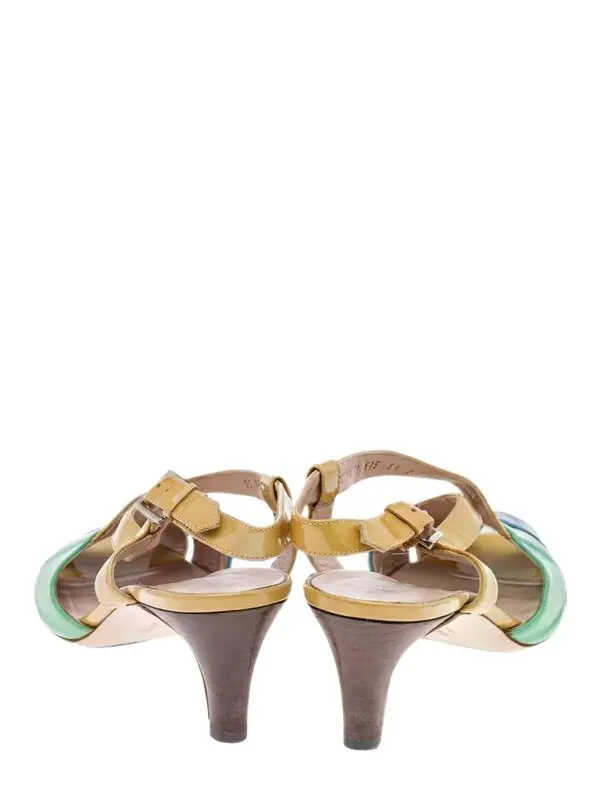 FERRAGAMO Patent Calf Leather Peep Toe Sandals - Neutrals
