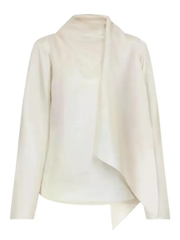 Loulou De Saison Gala Draped Silk Blouse - Neutrals