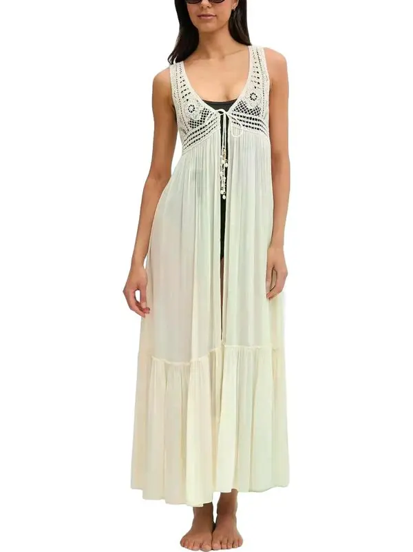 TWINSET Crochet-knit Midi Beach Dress - Neutrals