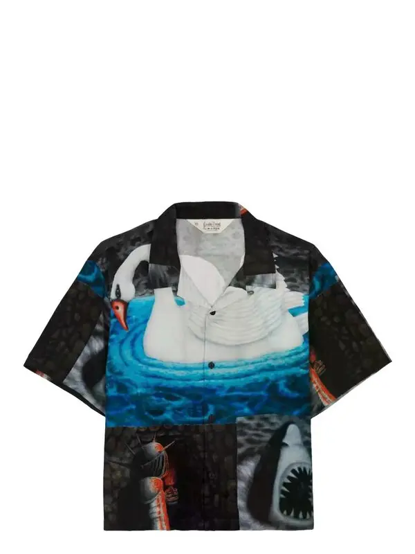 BRAIN DEAD Graphic Print Short Sleeve Shirt - Black