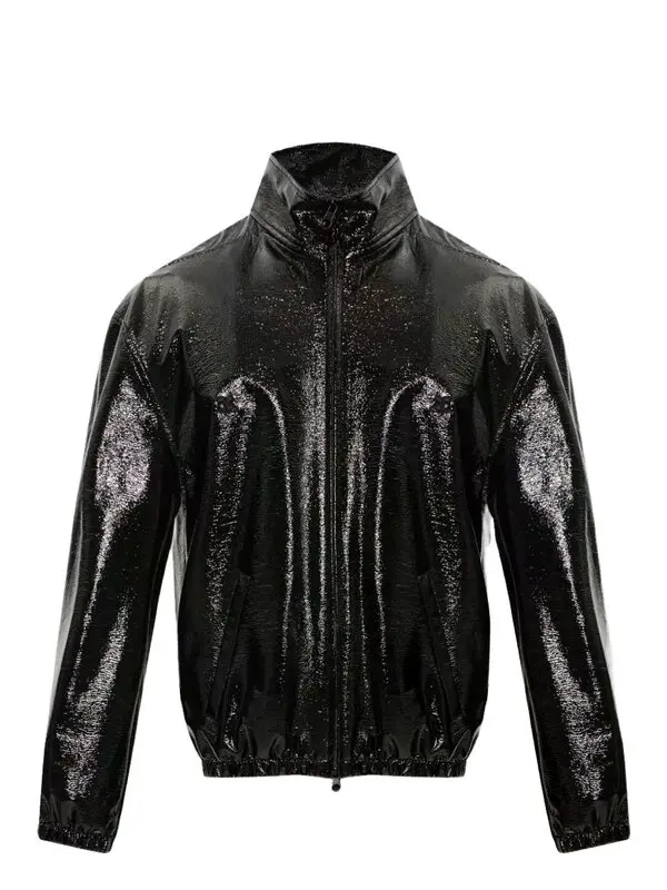 COURREGES Stand Collar Vinyl Jacket - Black