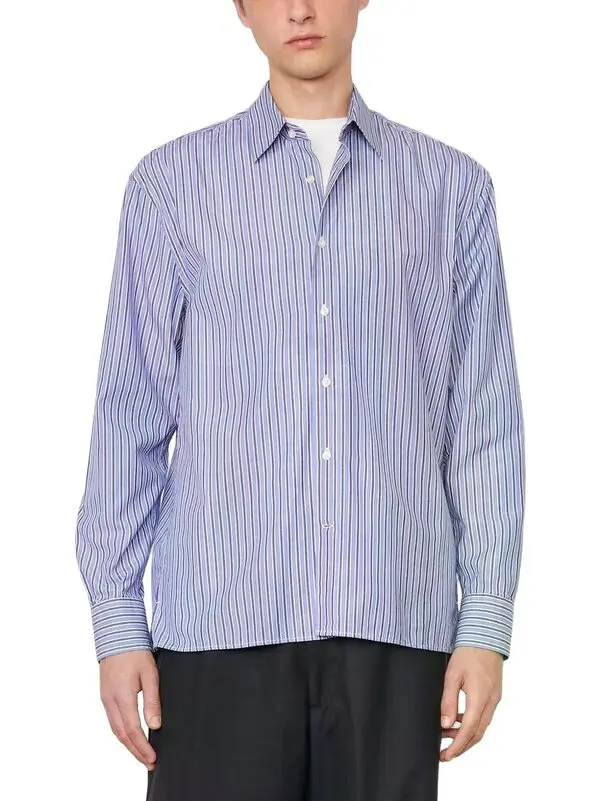 Officine Générale Gad Striped Long-sleeve Shirt - Blue