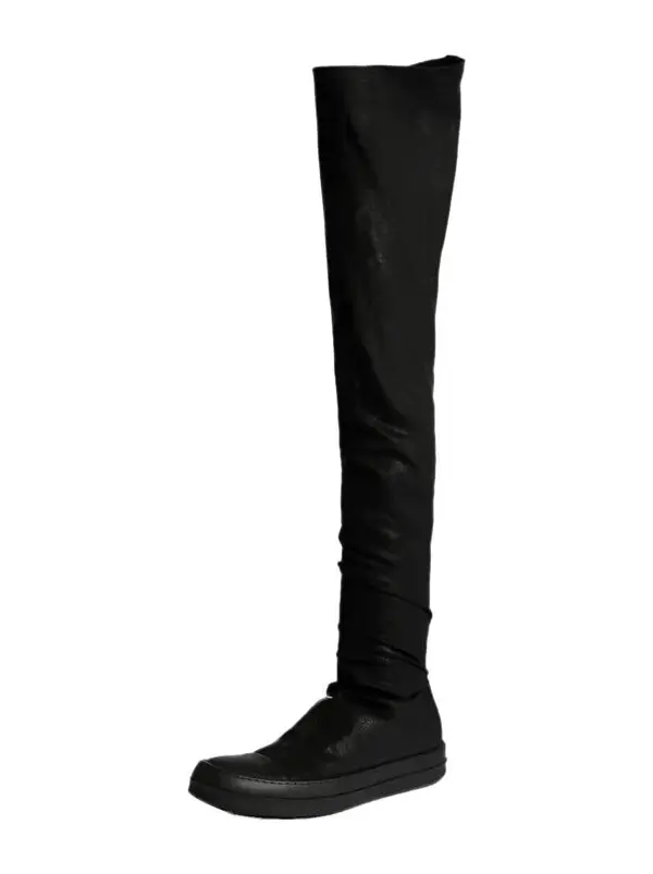 Rick Owens Waxed High Sock Boots - Black