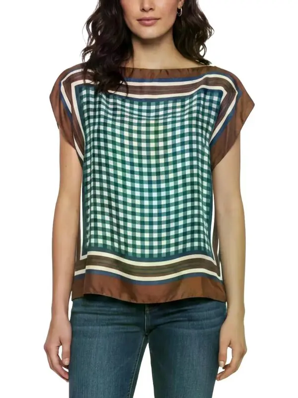 LOUIS VUITTON Plaid Silk Blouse - Green