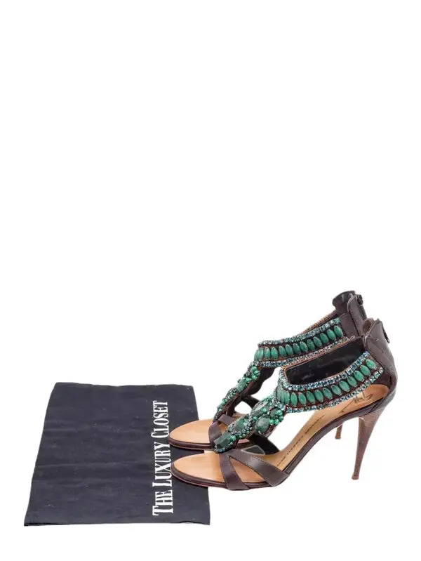 GIUSEPPE ZANOTTI Crystal-embellished Ankle-strap Stiletto Sandals - Brown