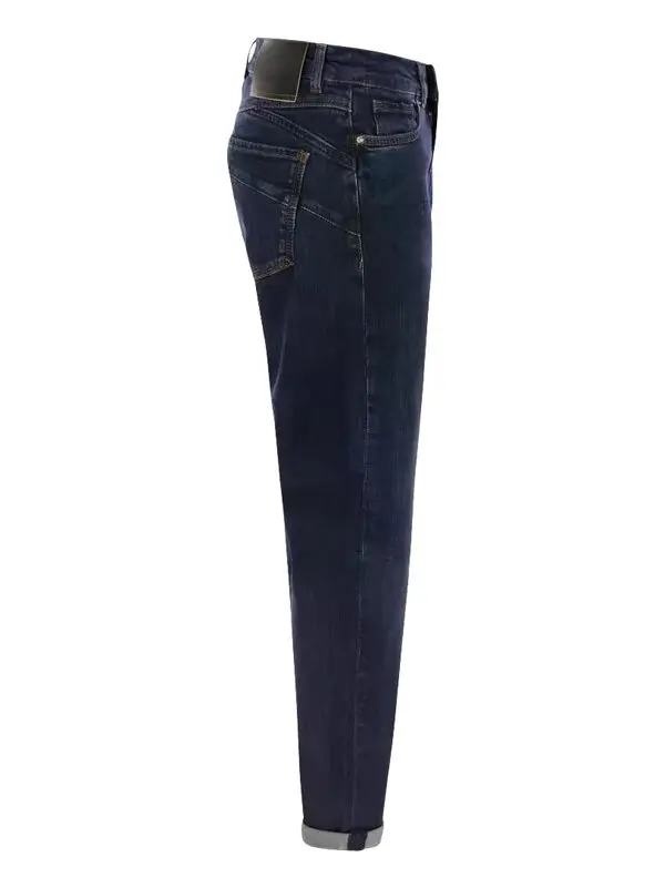 Max Mara Dark Contrast Stitching Turn-up Cuff Jeans - Blue