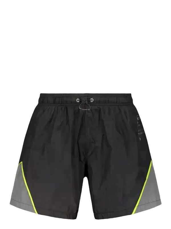 PLEIN SPORT Contrast Insert Drawstring Swim Shorts - Black