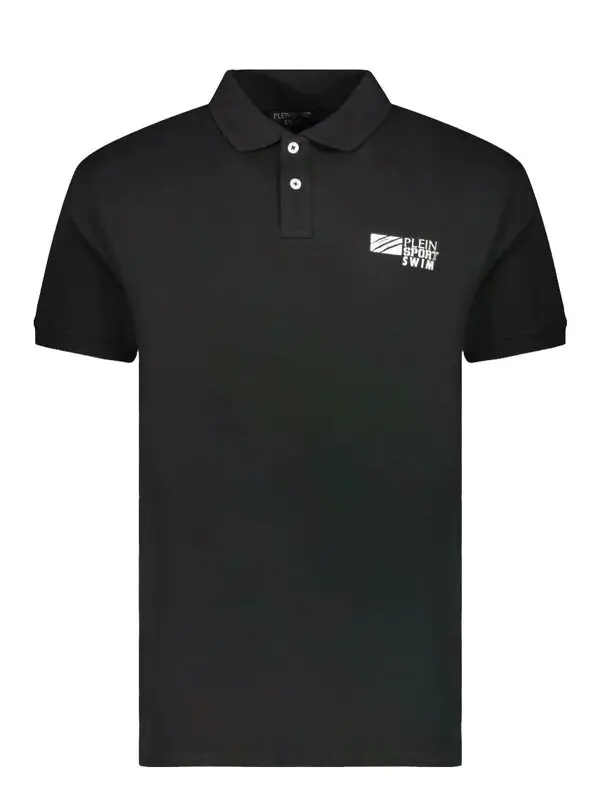 PLEIN SPORT Logo-patch Short-sleeve Polo Shirt - Black