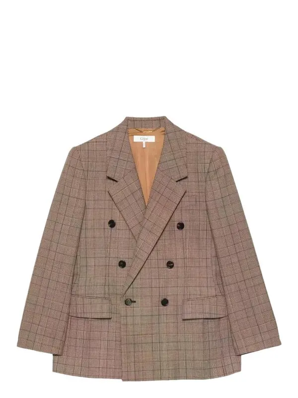 Chloé Double-breasted Checked Jacket - Neutrals