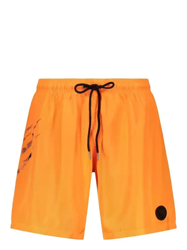 PLEIN SPORT Graphic Print Logo Patch Swim Shorts - Orange