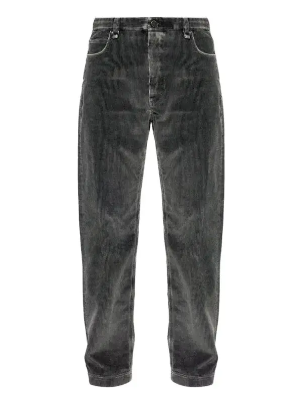 Fendi Corduroy Ff-logo Trousers - Grey