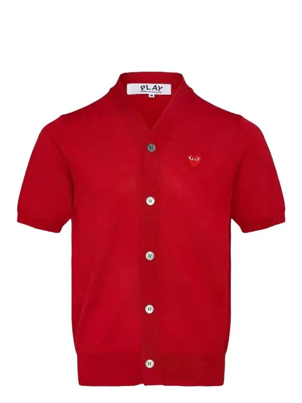 Play Comme Des Garcon Short-sleeve Cardigan With Heart Patch - Red