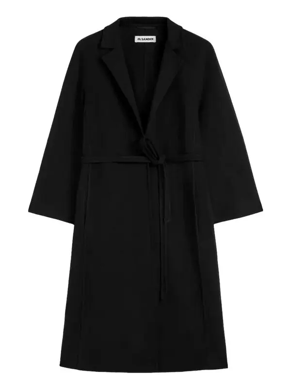 JIL SANDER Belted Coat - Black