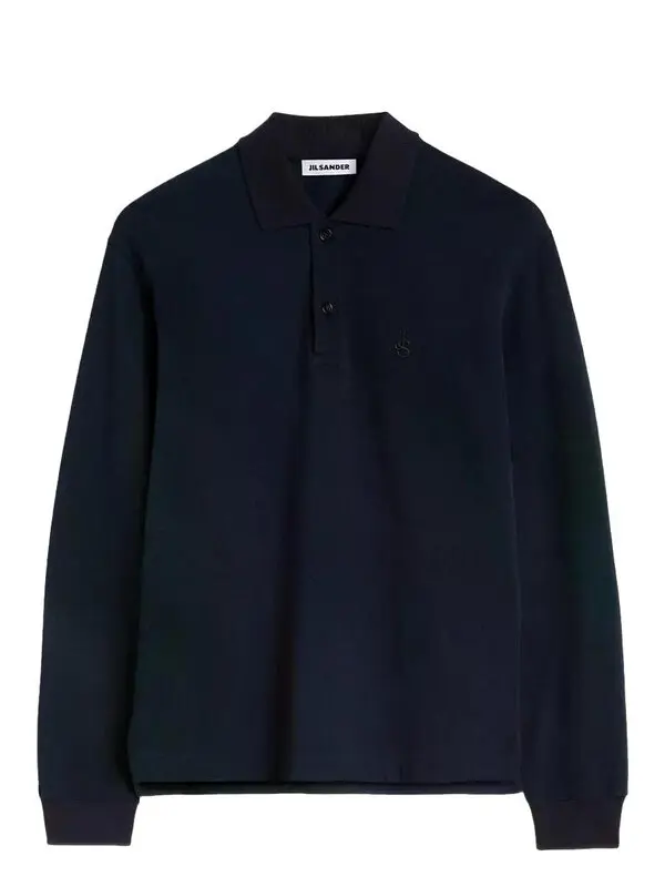 JIL SANDER Monogram-embroidered Polo Shirt - Blue
