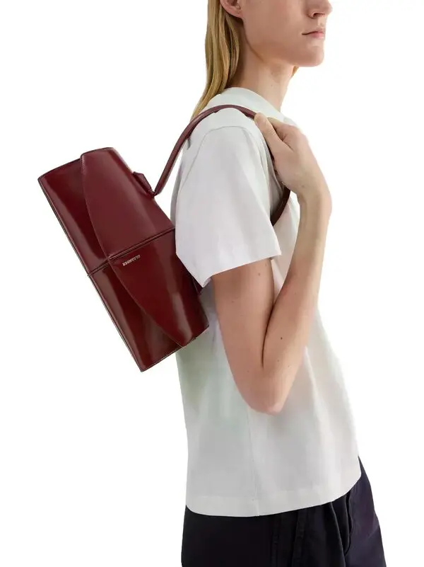JIL SANDER Linea Piped Leather Shoulder Bag - Red