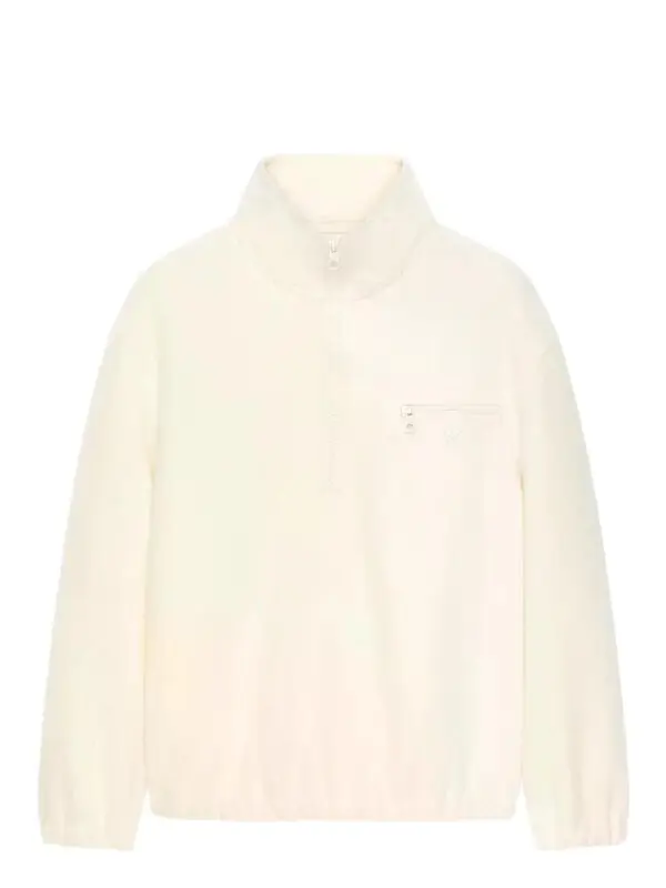 COURREGES Quarter-zip Fleece Sweater With Chest Pocket - Neutrals