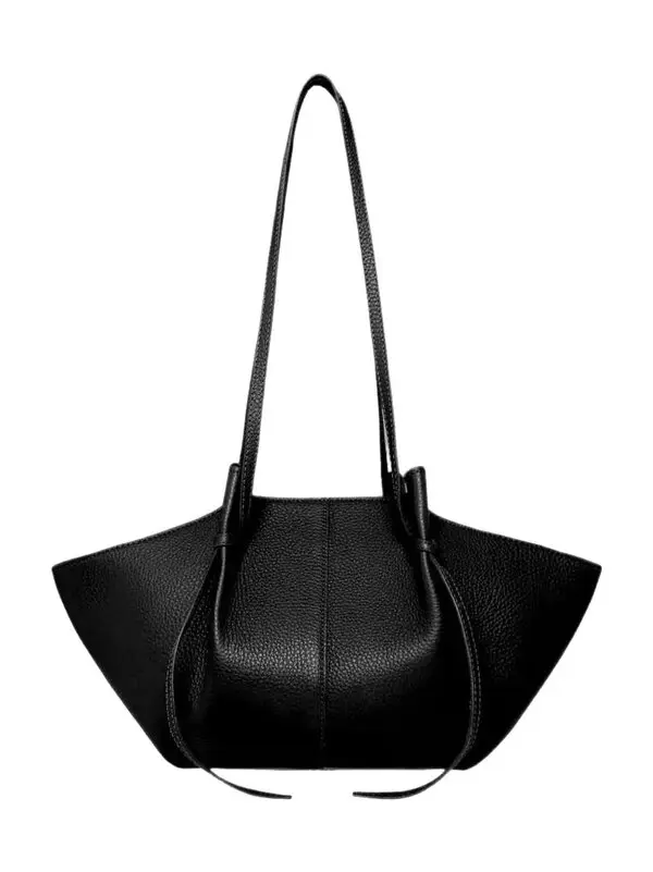 Yuzefi Pebble-grained Pleated Shoulder Bag - Black