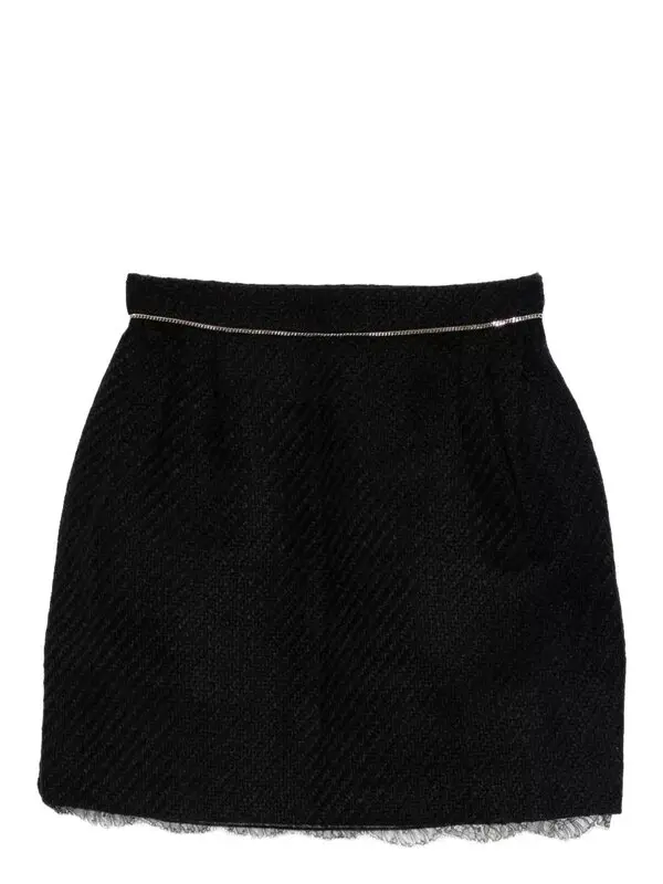 Roberto Cavalli Lace-trimmed Tweed Skirt - Black
